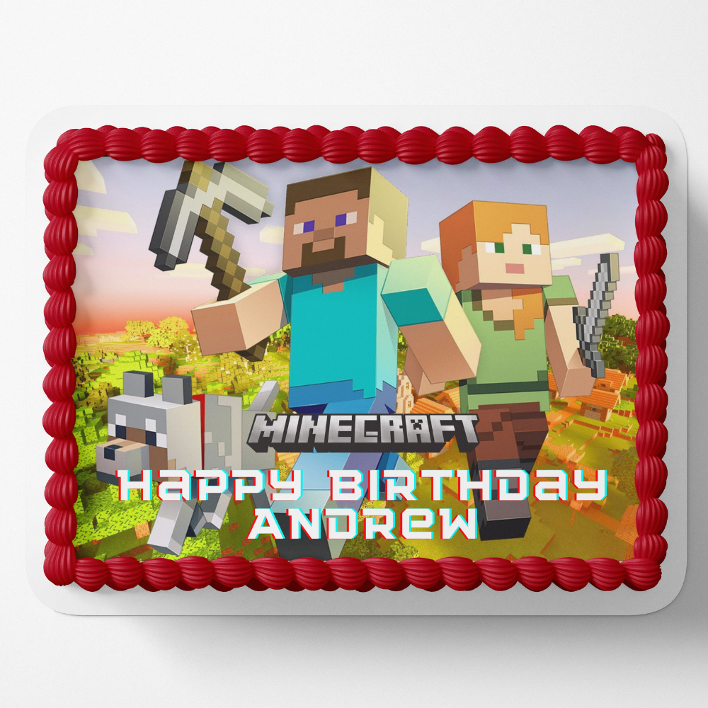 Minecraft Sheet Cake Topper Edible Image Mindcraft Birthday Party – Edible Sugar Art