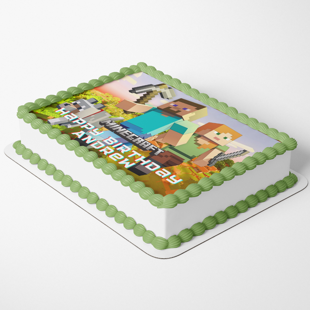 Minecraft Sheet Cake Topper Edible Image Mindcraft Birthday Party – Edible Sugar Art