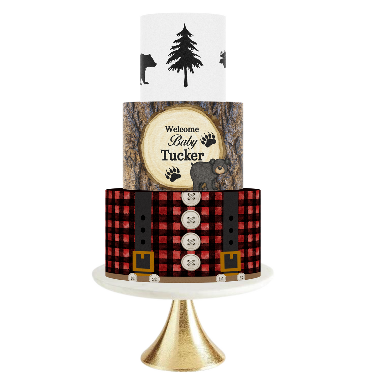 Woodland Cake Wraps – Edible Forest Animal Borders for Baby Showers ...