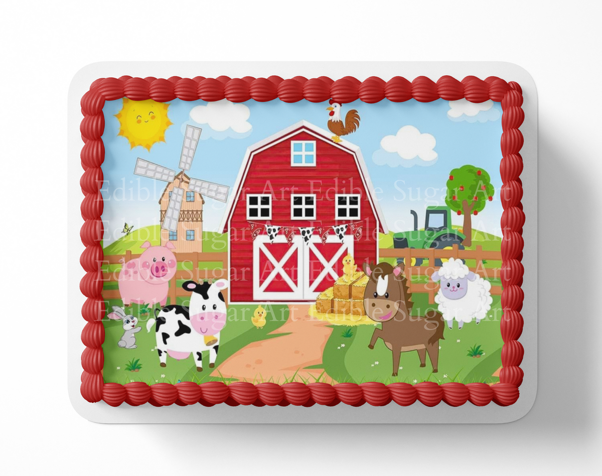 Farm Cake Toppers – Edible Barnyard Animals & Tractor Designs | Edible ...