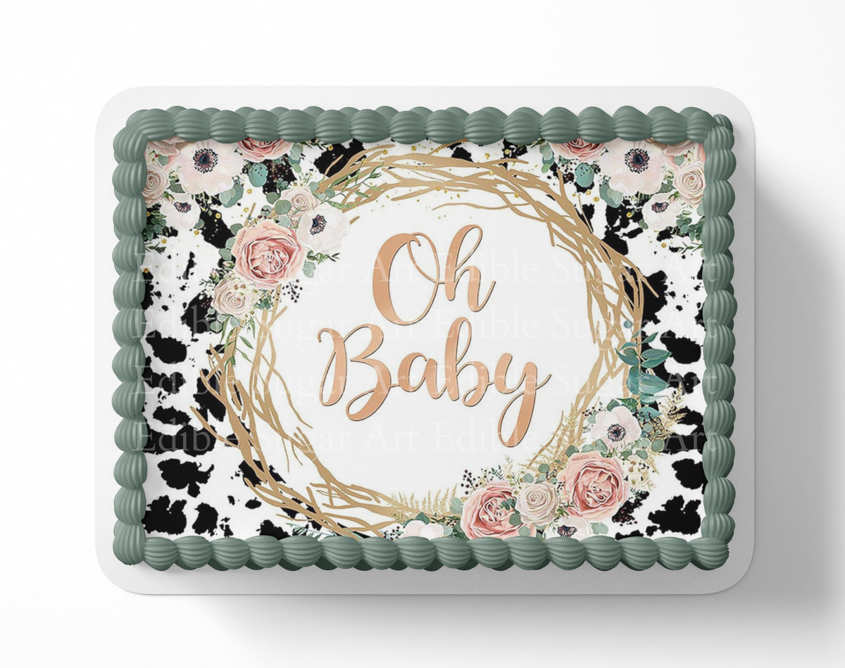 Oh Baby Cow Print Cake Topper, Cow Baby Shower, Highland Cow Baby Show ...