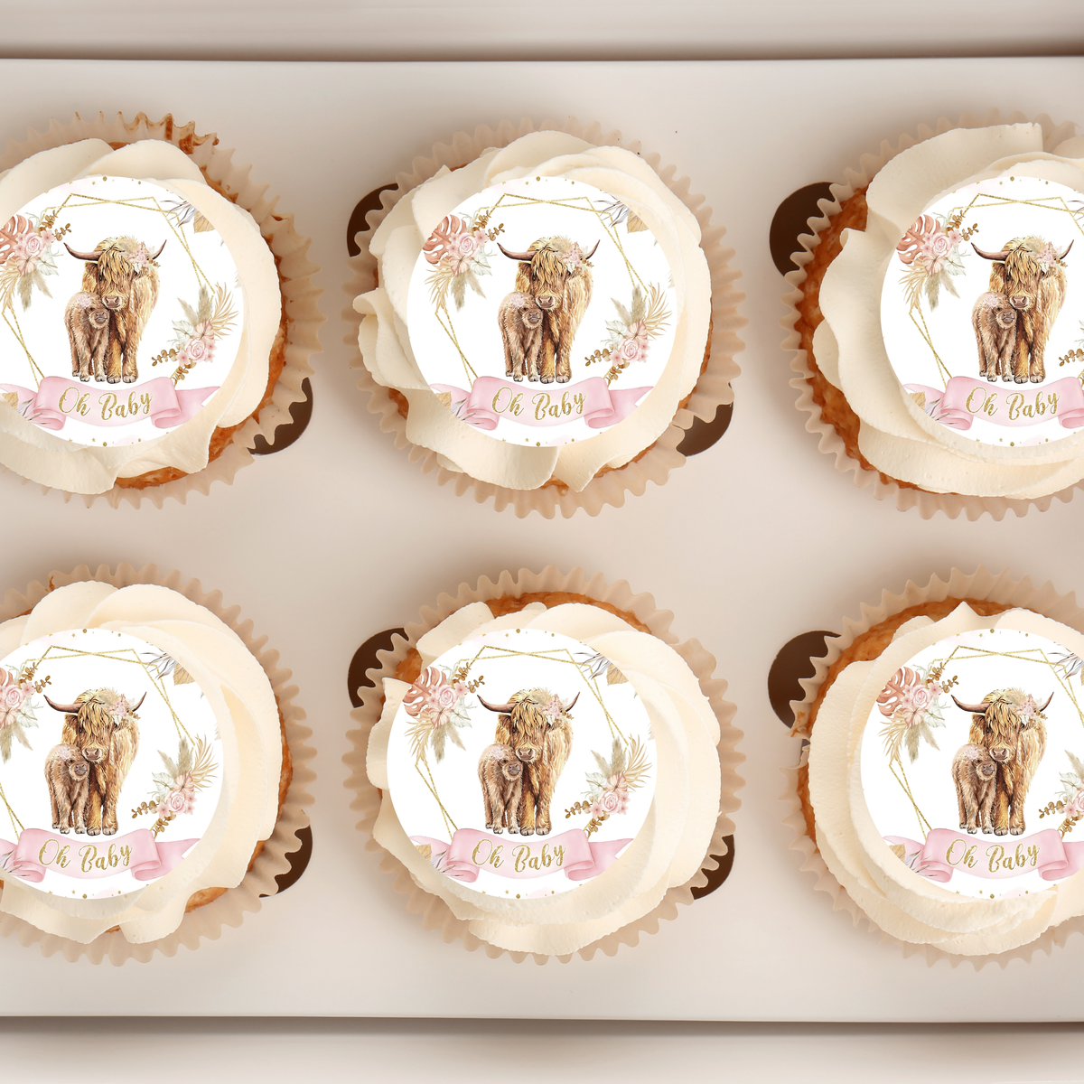 Cow Cupcake Toppers, Highland Cow Decorations, Farm party, Cow Decorat ...