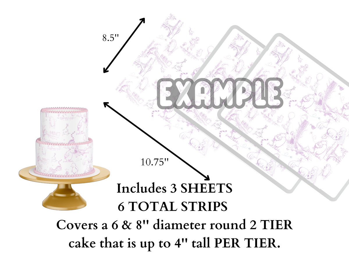 Pooh Bear Toile Baby Shower Cake Topper Set, Pooh Bear Cake Topper Poo ...