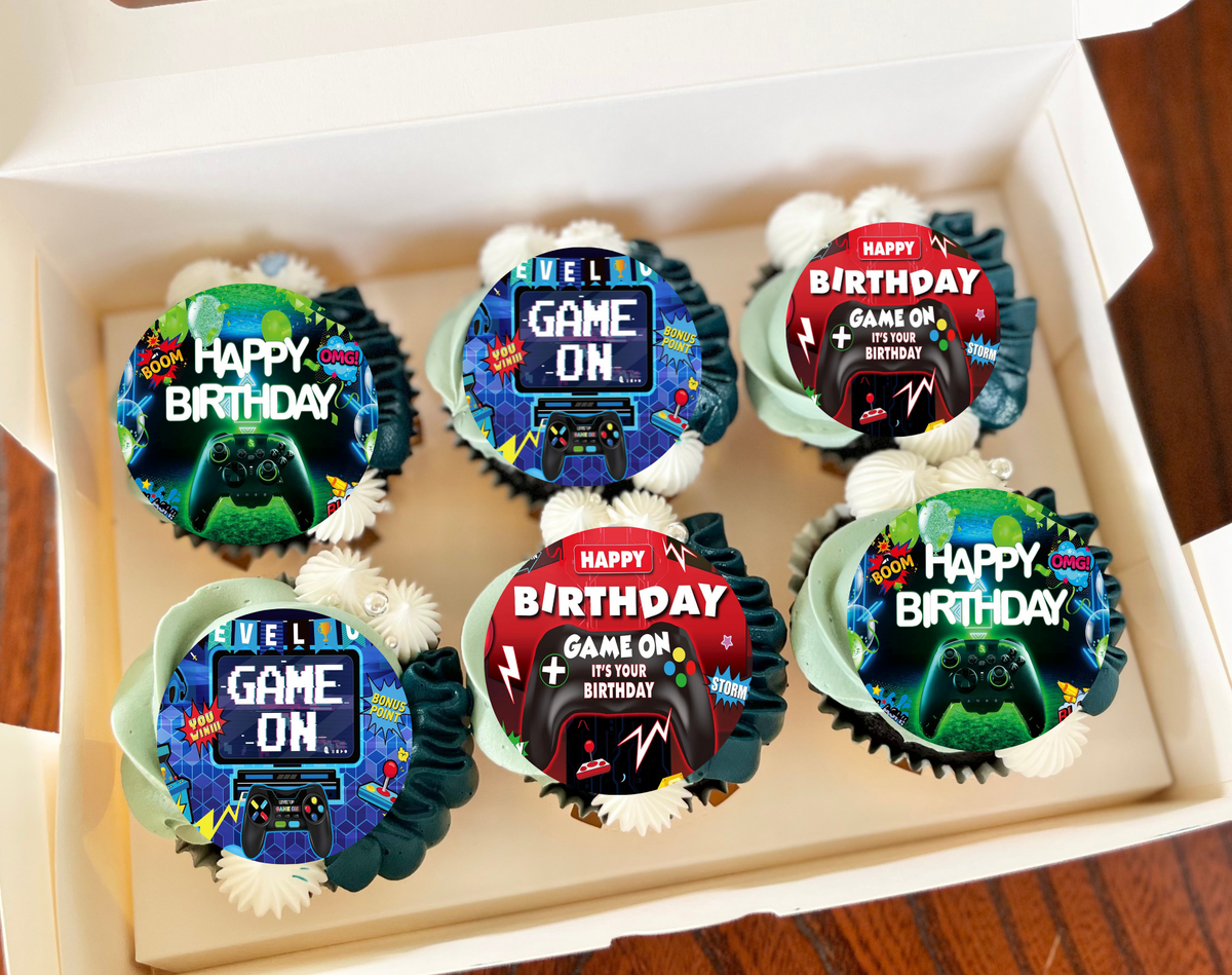 Video Game Cupcake toppers, gamer cupcake topper, level up cupcake top ...