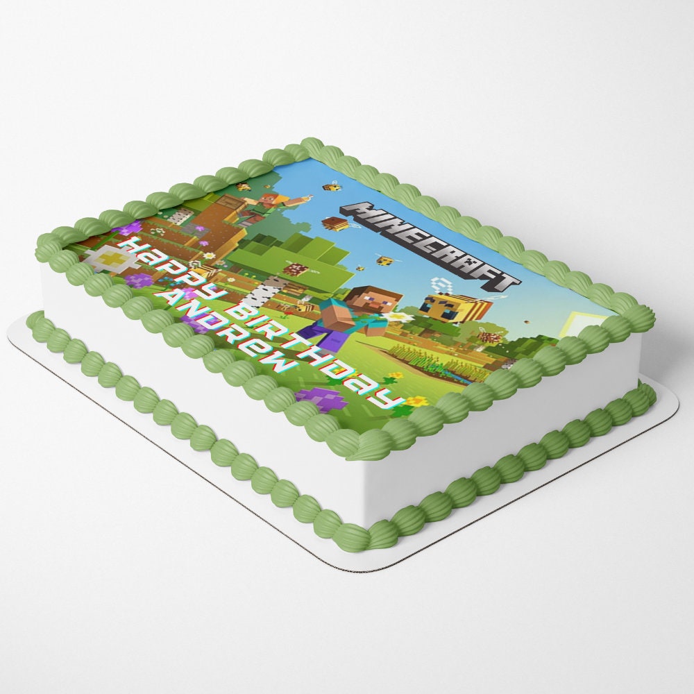 Minecraft Cake Topper Edible Image Mindcraft Birthday Cake – Edible ...