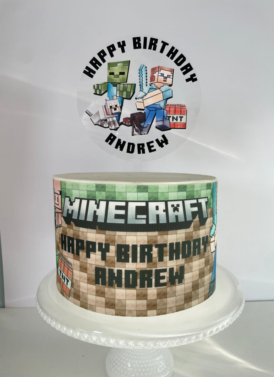 Minecraft Cake Wrap Edible Image Mindcraft Birthday Party – Edible ...